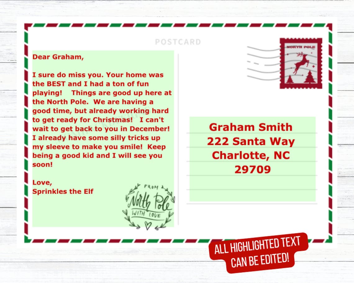 Elf Postcard Christmas Elf Elf Ideas Elf Props Elf - Etsy