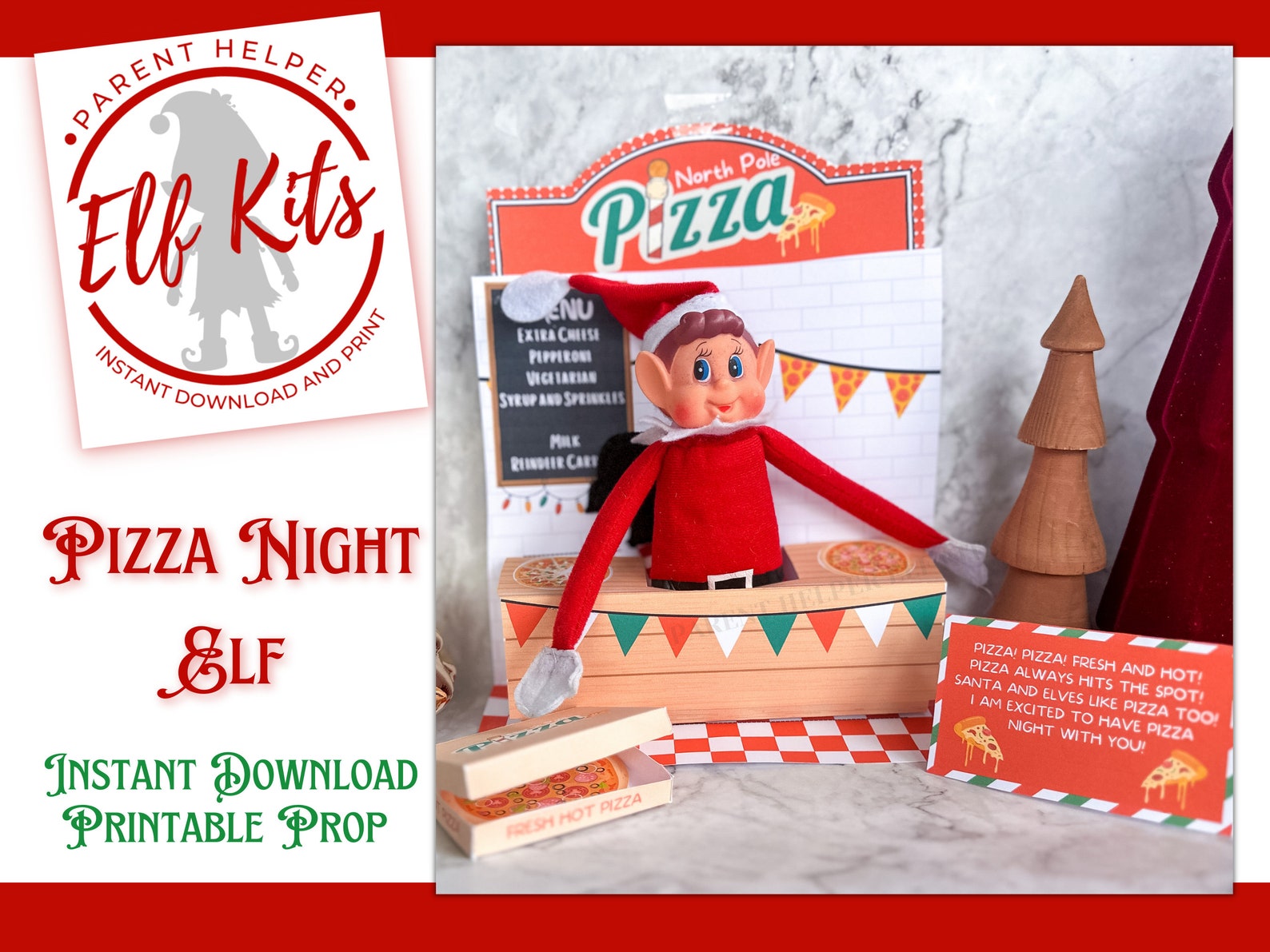 Printable Elf Pizza Shop Christmas Elf Kit Elf Bundle - Etsy
