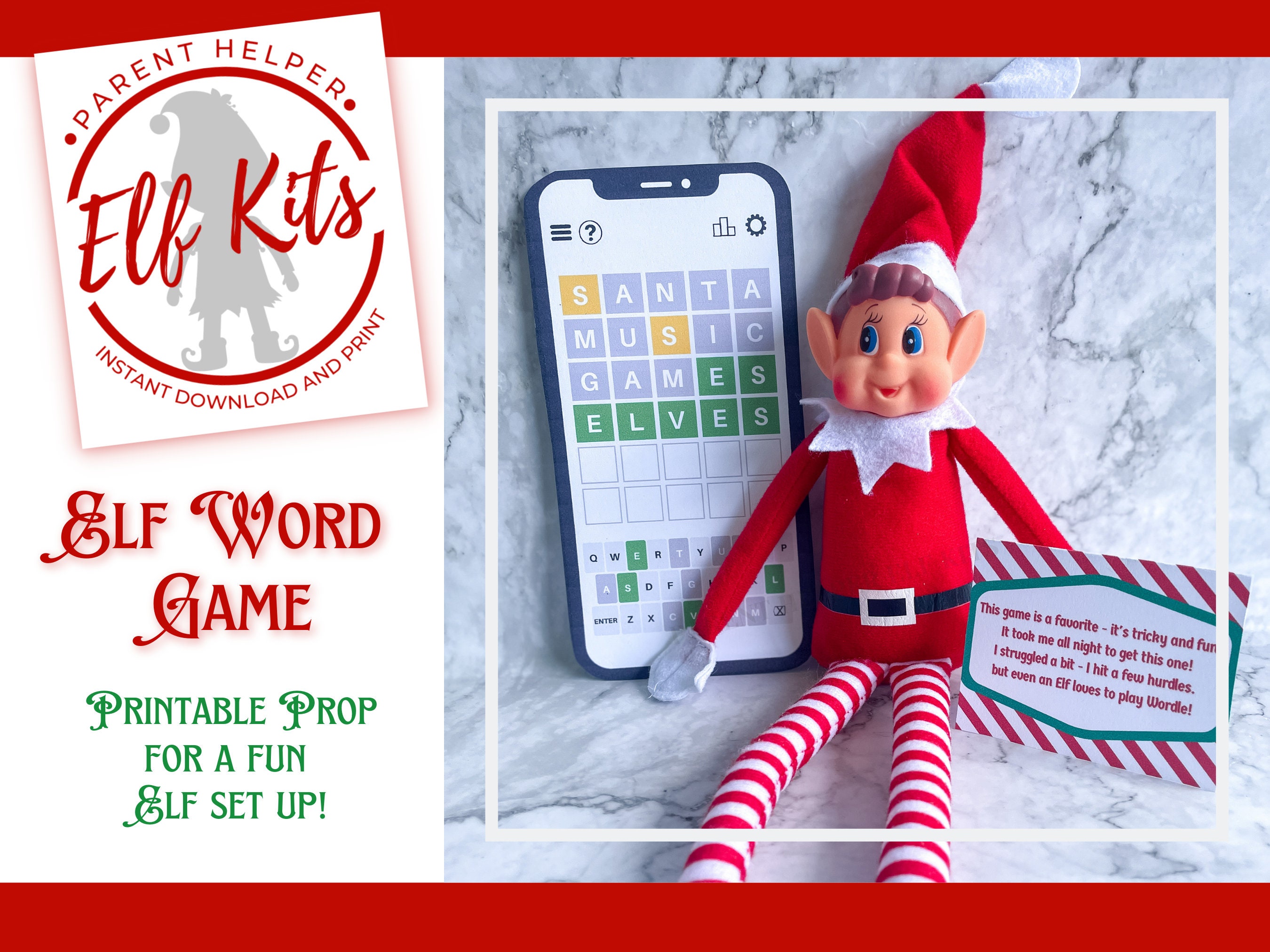 Elf Wordle Printable Christmas Elf Elf Ideas Elf Props - Etsy