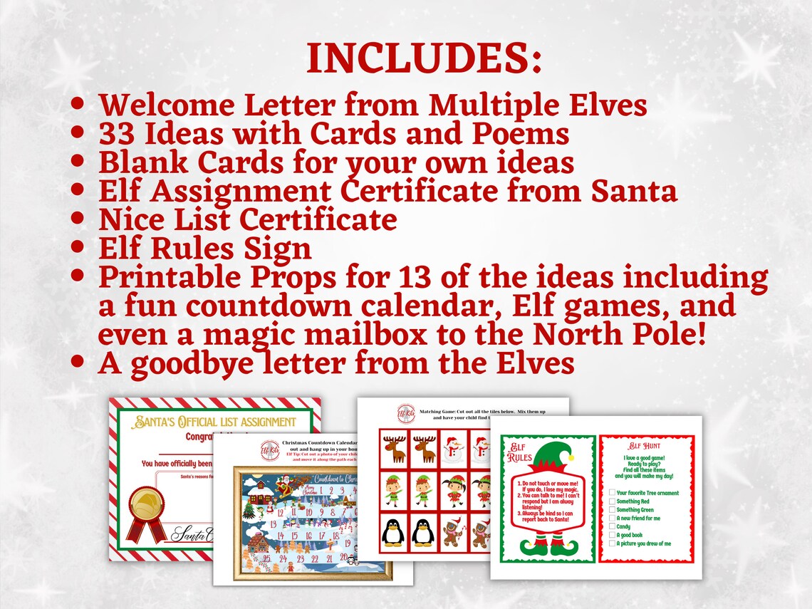 Multiple Elves Printable Elf Kit Christmas Elf Kit Elf - Etsy