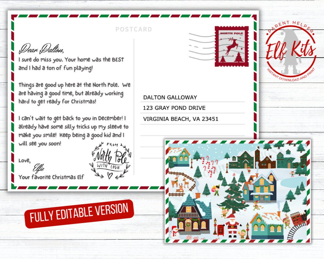 Elf Postcard Christmas Elf Elf Ideas Elf Props Elf - Etsy