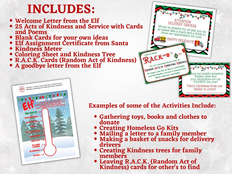 Elf Kit Holiday Kindness Project Elf Kit Elf Bundle Elf - Etsy