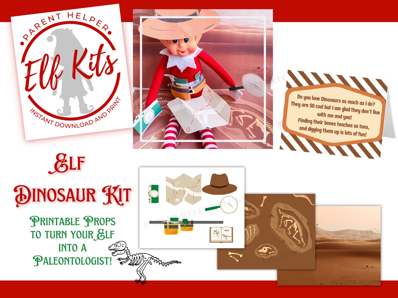 Elf Dinosaur Printable Christmas Elf Elf Ideas Elf Props - Etsy