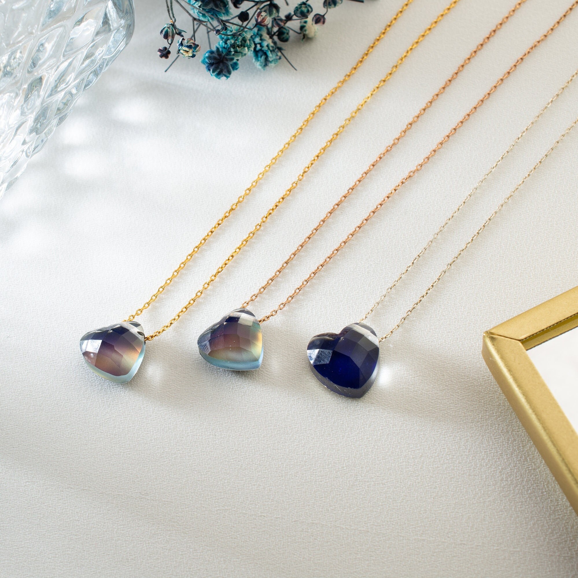 Silver Heart Mood Necklace Color Change Necklace Changing Color Mood ...