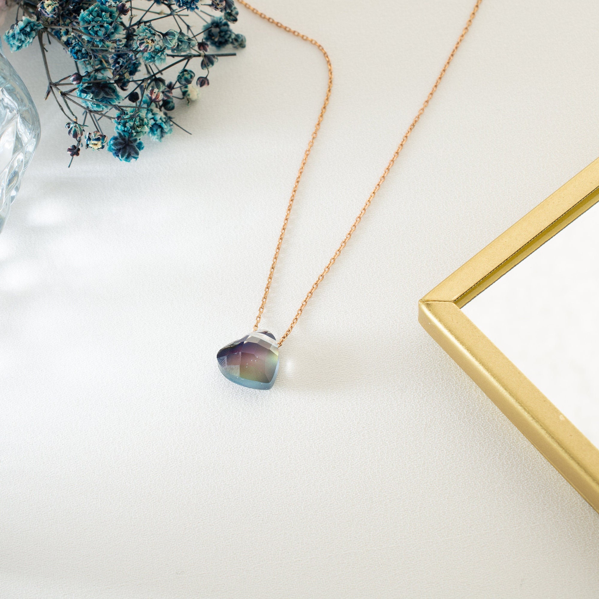 Silver Heart Mood Necklace Color Change Necklace Changing Color Mood ...