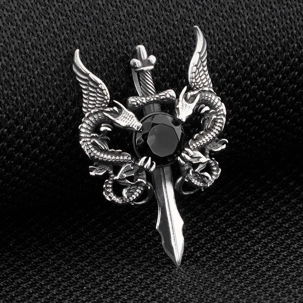 Double Dragon Design Gift Dagger Detailed Colorful Necklace - Etsy