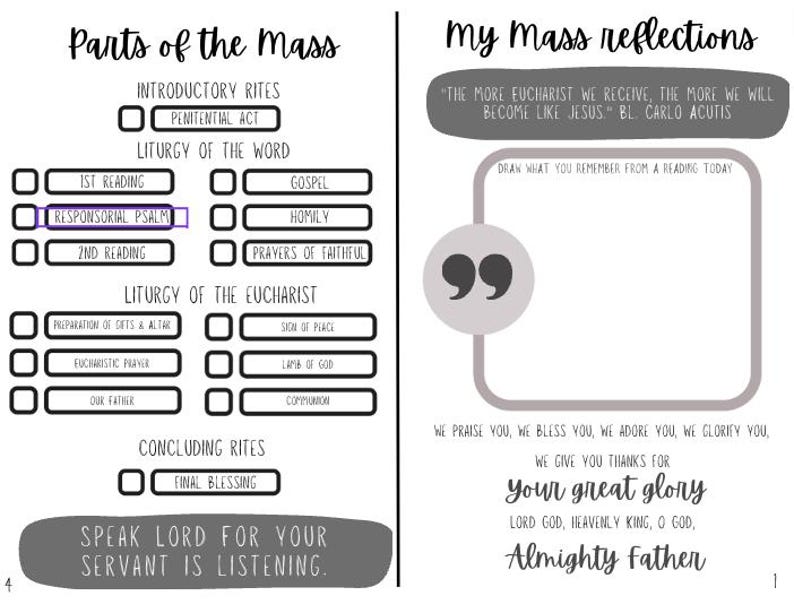 Mass Reflection Catholic Journal L Childrens Mass Prayer Printable ...