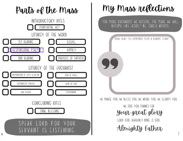 Mass Reflection Catholic Journal L Childrens Mass Prayer Printable ...