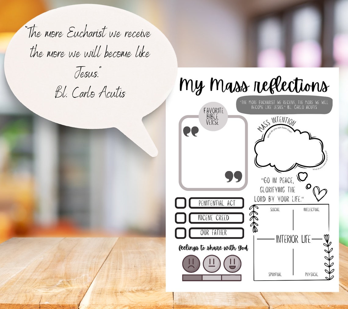 Mass Reflection Catholic Journal L Childrens Mass Prayer Printable ...
