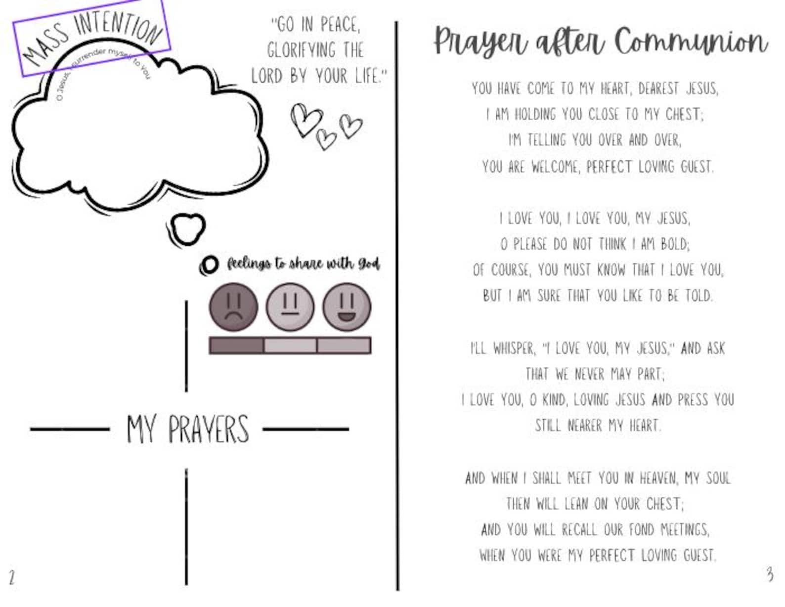 Mass Reflection Catholic Journal L Childrens Mass Prayer Printable ...