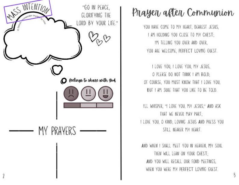 Mass Reflection Catholic Journal L Childrens Mass Prayer Printable ...