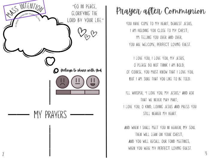 Mass Reflection Catholic Journal L Childrens Mass Prayer Printable ...