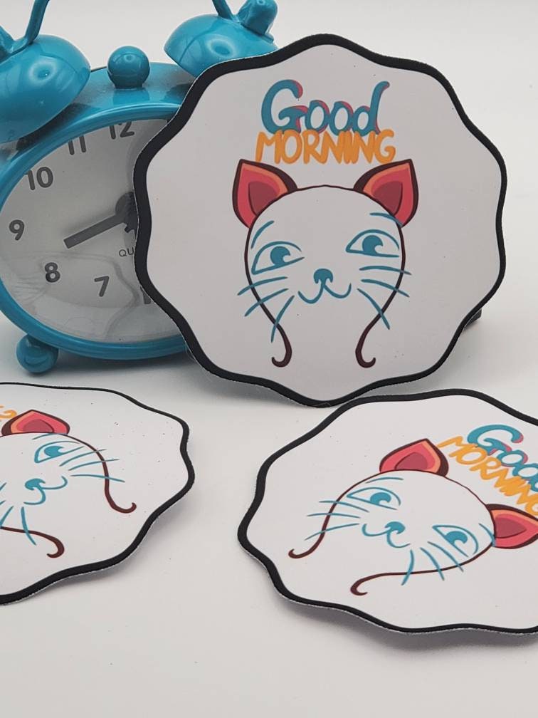 Good Morning Cat Vinyl Sticker Decal Water Resistant Stationery Wake up ...