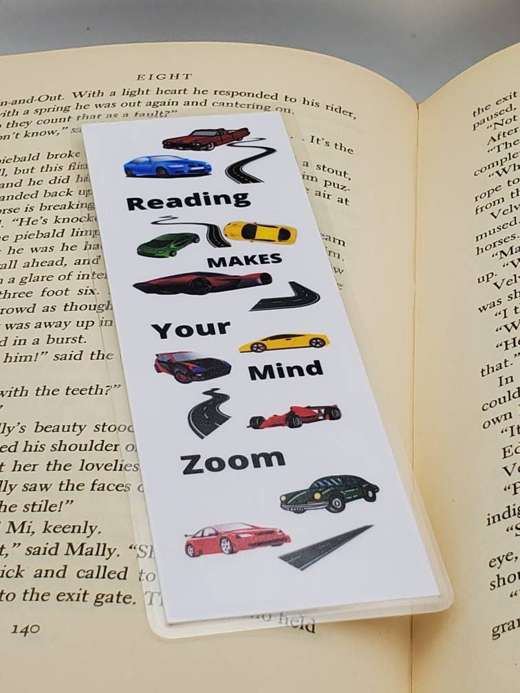 Reading Makes Your Mind Zoom Race Cars Racing Bookmark Bookmarker ...