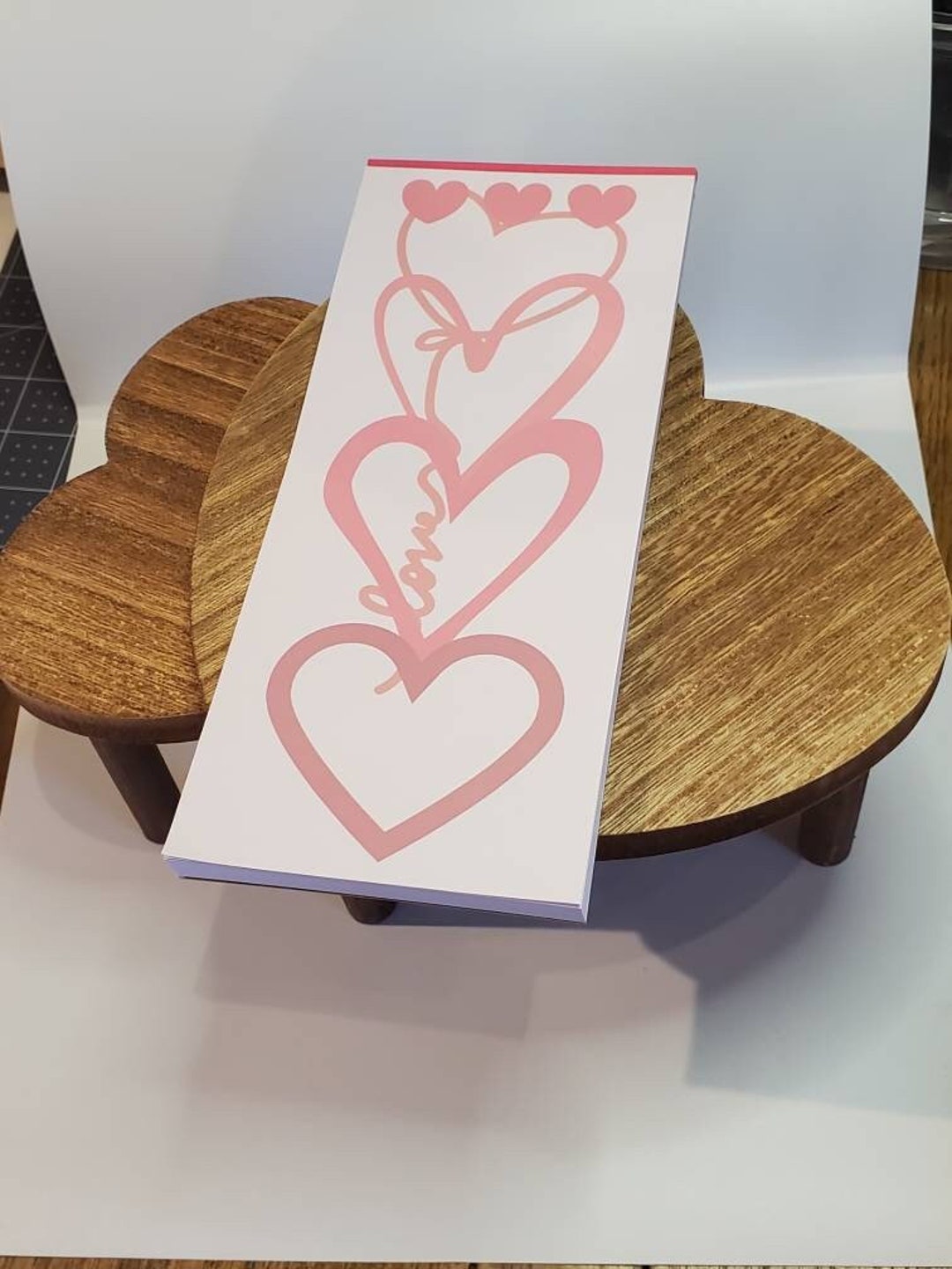 Column of Hearts Grocery Pad Red Heart Love Magnetic Notepad for Fridge ...