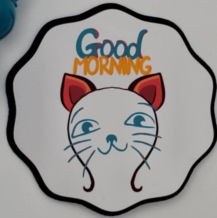 Good Morning Cat Vinyl Sticker Decal Water Resistant Stationery Wake up ...