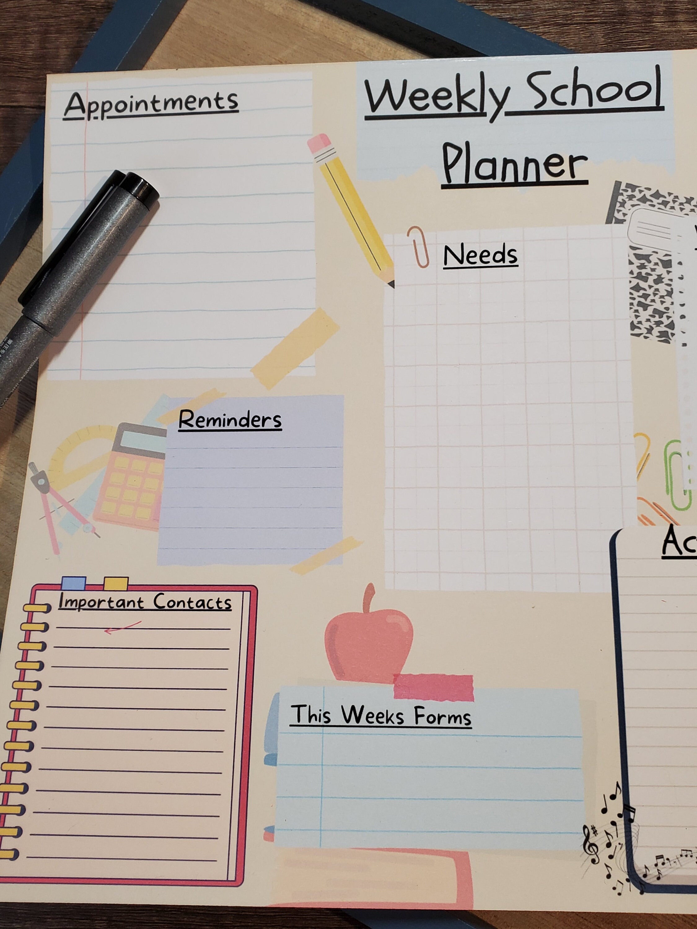 Weekly School Planner Pad, Writing Pad, Important School Notes List ...