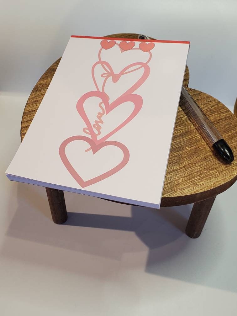 Column of Hearts Notepad Red Heart Love Note Pad 4x6 Valentine ...