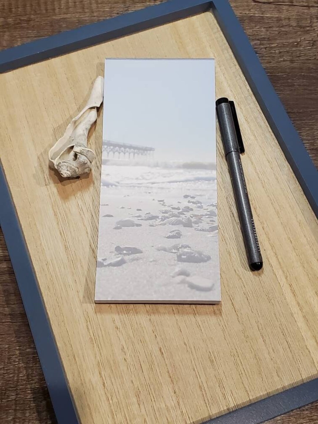 Shells on Beach, With Pier and Waves, Ocean Beach, Grocery Pad, Writing ...