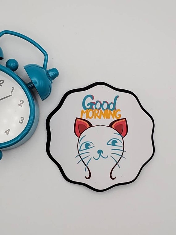 Good Morning Cat Vinyl Sticker Decal Water Resistant | Etsy