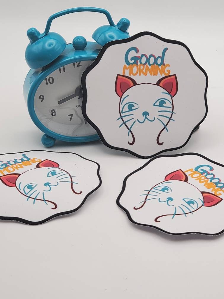 Good Morning Cat Vinyl Sticker Decal Water Resistant Stationery Wake up ...