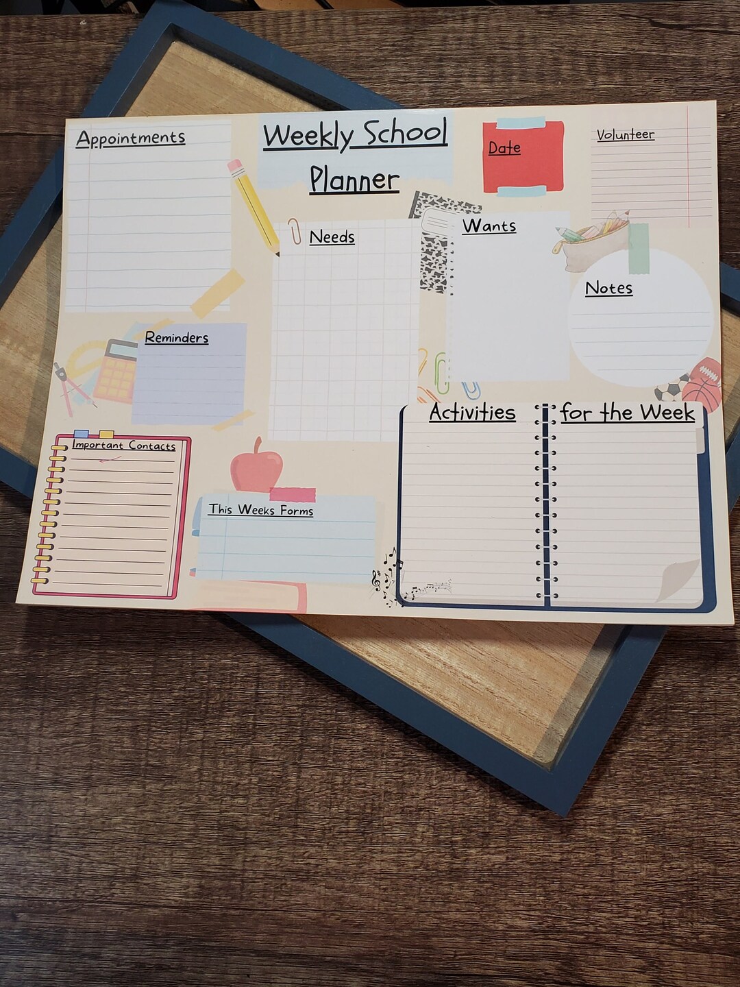 Weekly School Planner Pad, Writing Pad, Important School Notes List ...