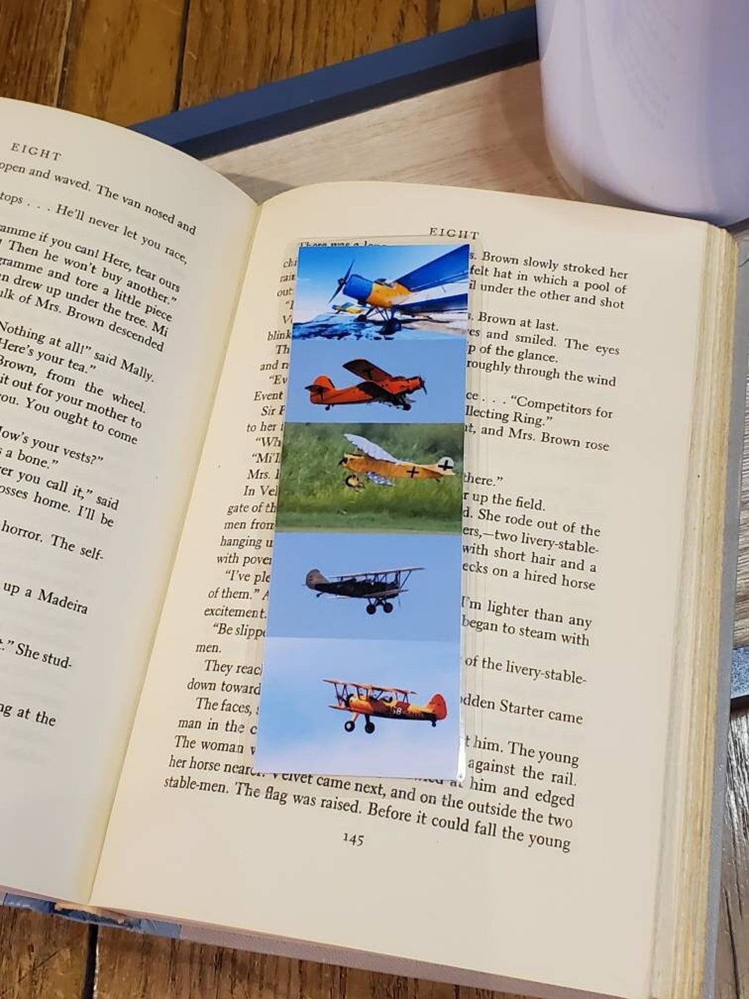 Vintage Biplane Prop Plane Flying in Air Photograph Bookmark Bookmarker ...