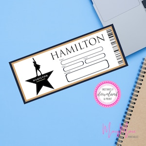 Hamilton Ticket Print, Broadway Easy Print Ticket, Surprise Show Ticket Gift, Hamilton on ...