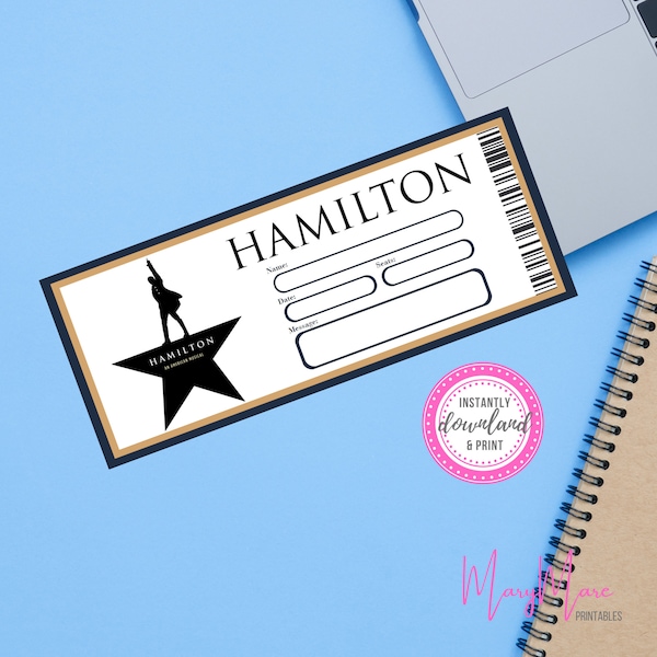 Hamilton Ticket Print, Broadway Easy Print Ticket, Surprise Show Ticket Gift, Hamilton on ...