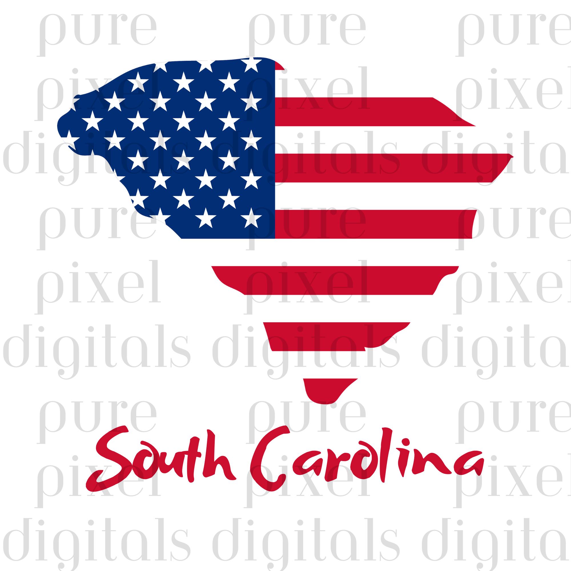 American Flag South Carolina State Outline - Patriotic Digital Download ...