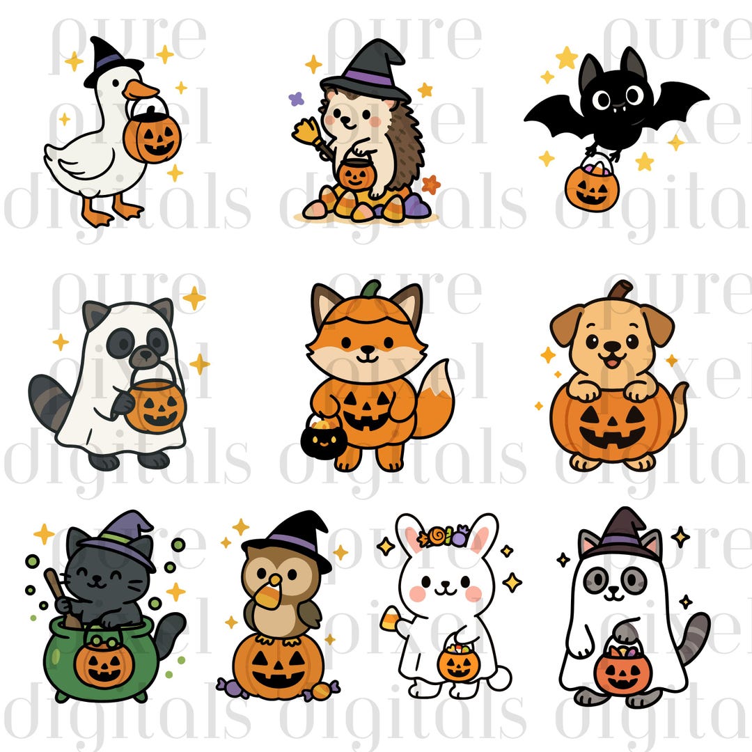 Halloween Animals Clipart, Costume SVG Bundle (digital Download) - Etsy