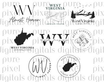 West Virginia SVG, PNG, JPG Bundle - Country Roads - State Monogram ...