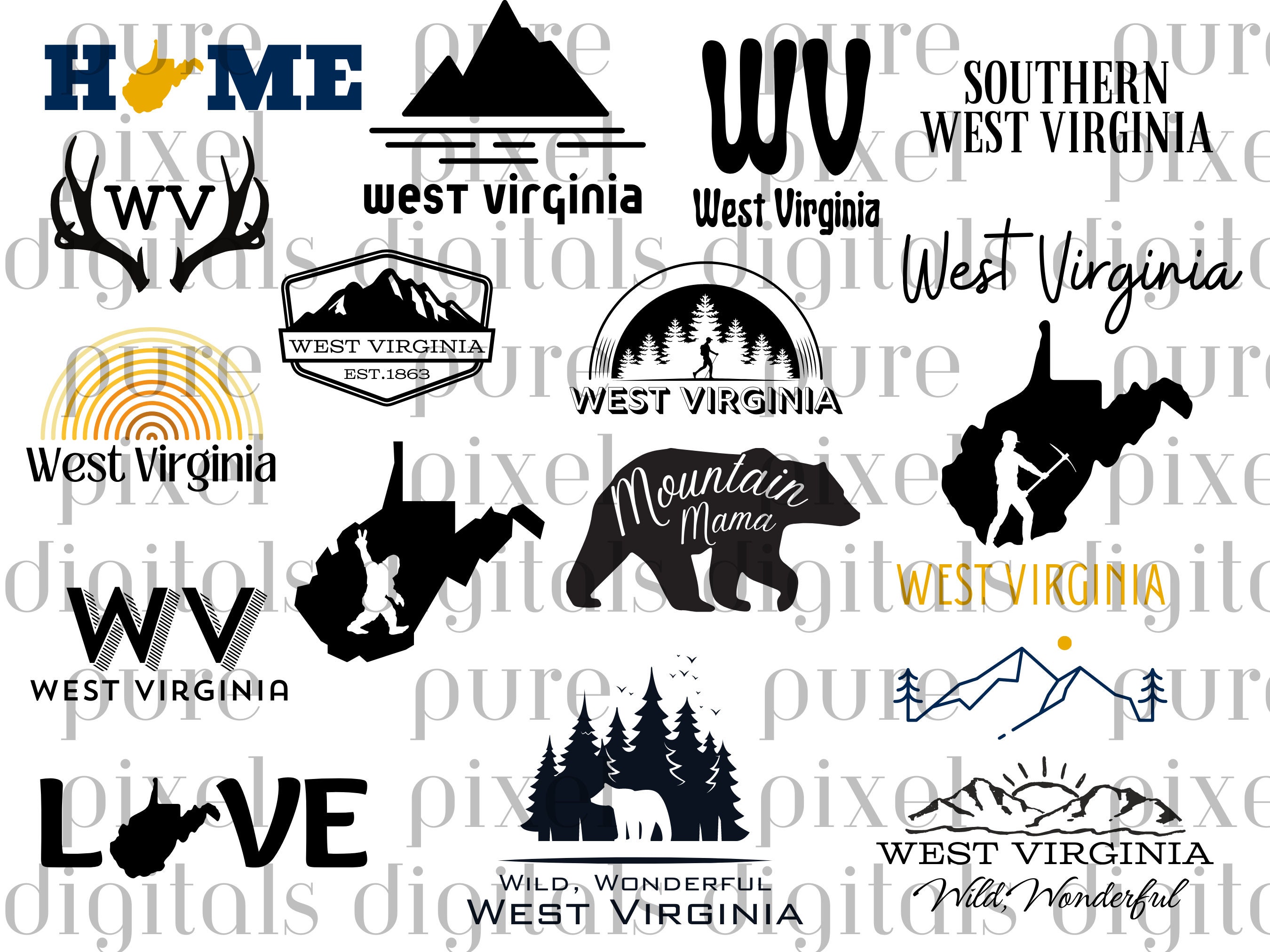 State of West Virginia West Virginia SVG PNG JPG Digital Download West ...