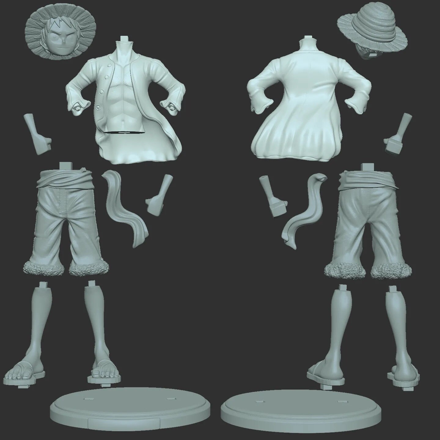 One Piece Luffy Resin 3D Printed Gray Color Action - Etsy