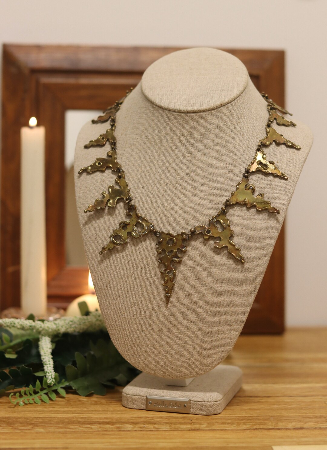 Handmade Brutalist Triangle Spiked Abstract Necklace W/ Latch Closure ...