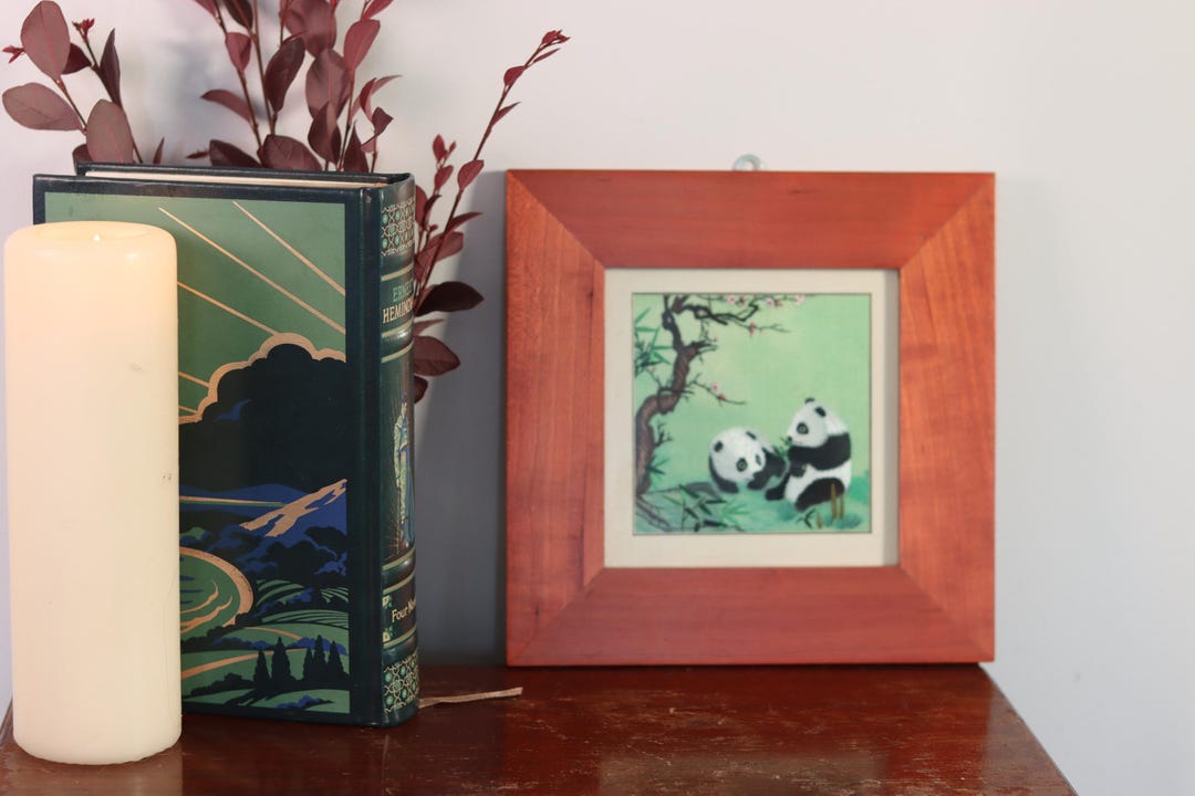 Handmade Asian Colorful Silk Panda Cherry Blossom Framed Fabric Art - Etsy