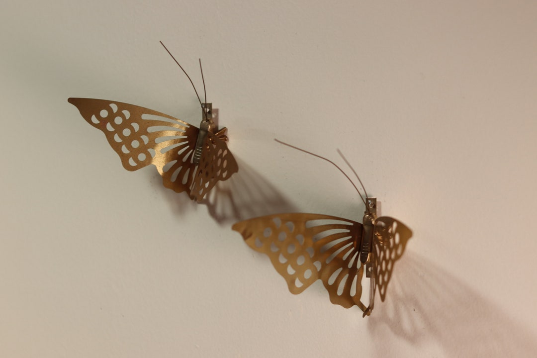 Mid Century Butterfly Wall Decor | Set of Two Brass Butterflies - Etsy