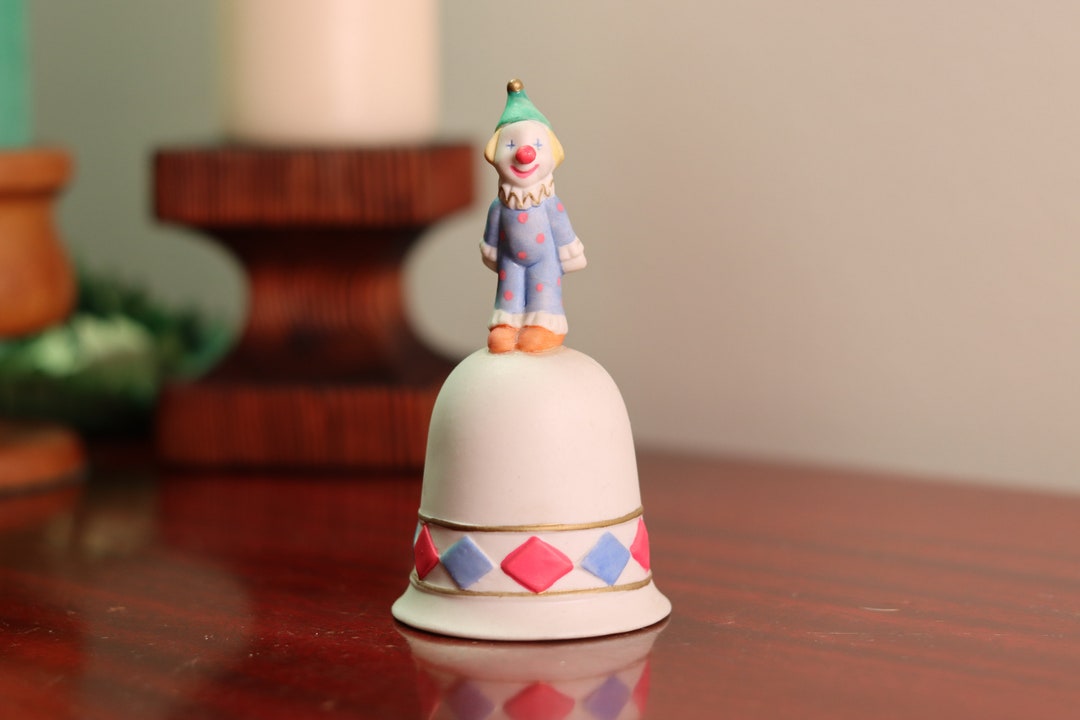 Vintage Dainty Porcelain Clown Bell | 1980s Artist Signed Kathi Mchugh ...