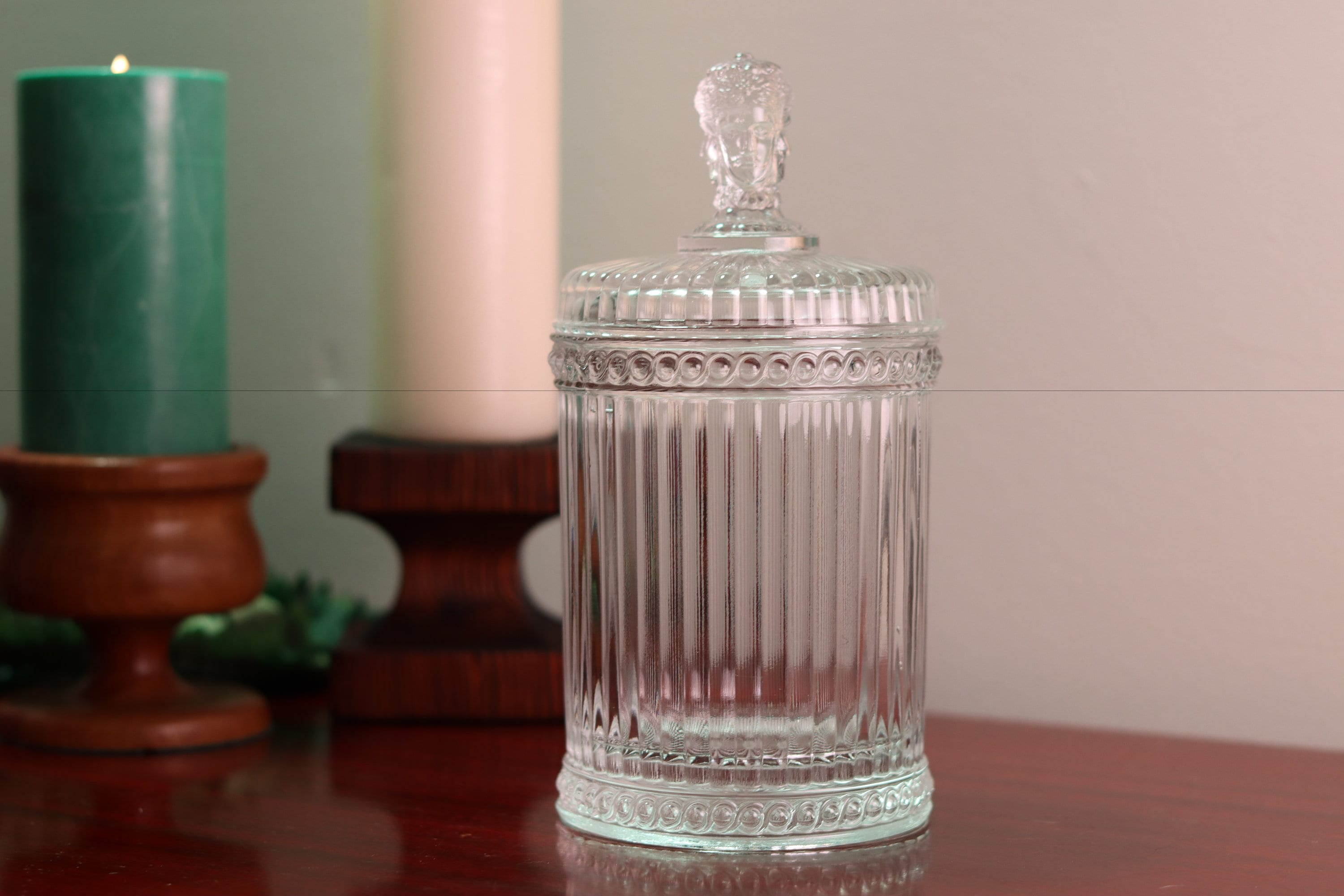 Three Faces Glass Biscuit Jar or Humidor Made by Imperial - Etsy