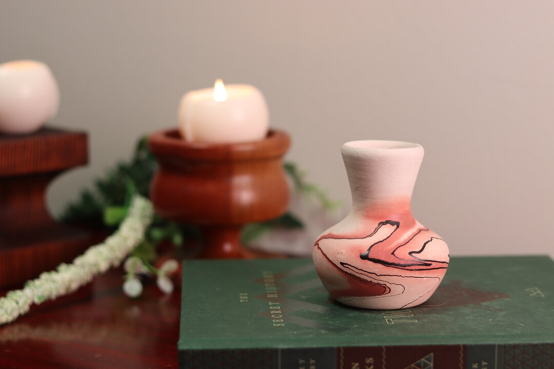 Handmade Nemadji Indian Small Decorative Vase With Salmon Colored ...