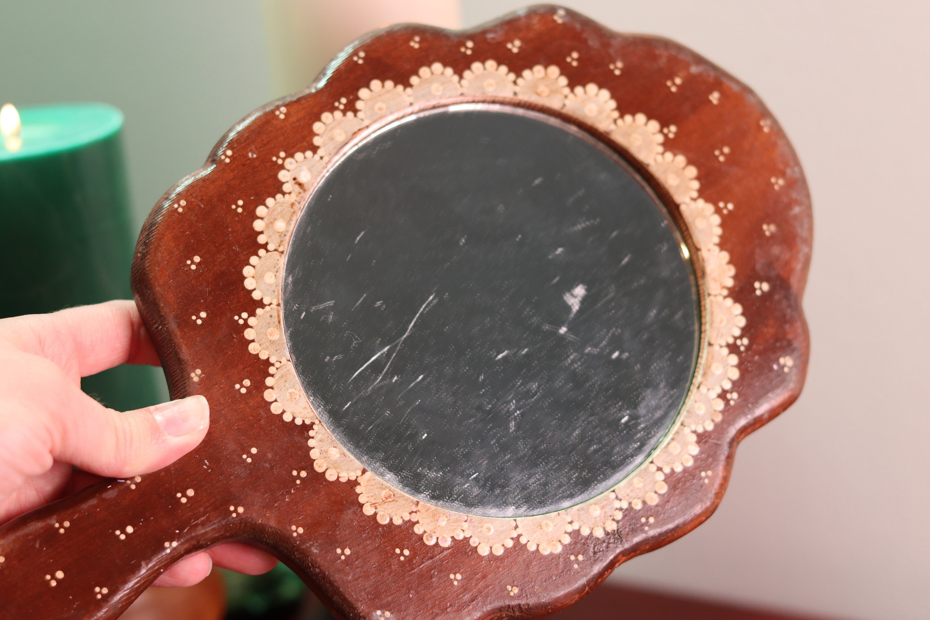 Handheld Beveled Wooden Mirror With Hand-painted Victorian Lady - Etsy