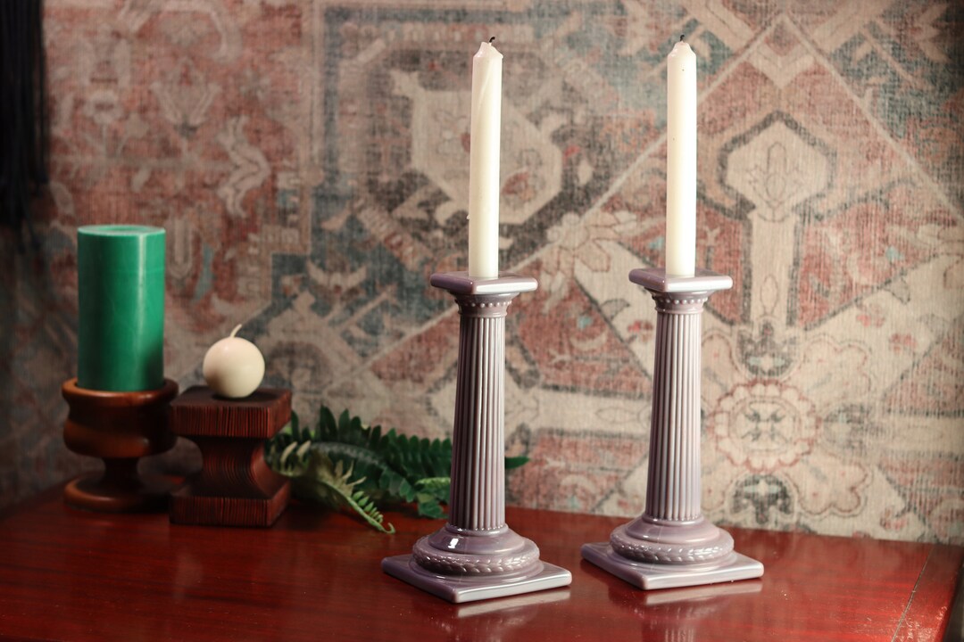 Pair of Art Deco Grecian Doric Column Candlestick Holders Helio ...