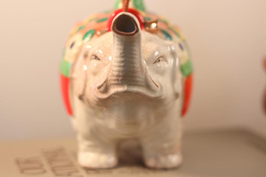 Vintage Japanese Hand-painted Porcelain Ceramic Bohemian Elephant ...