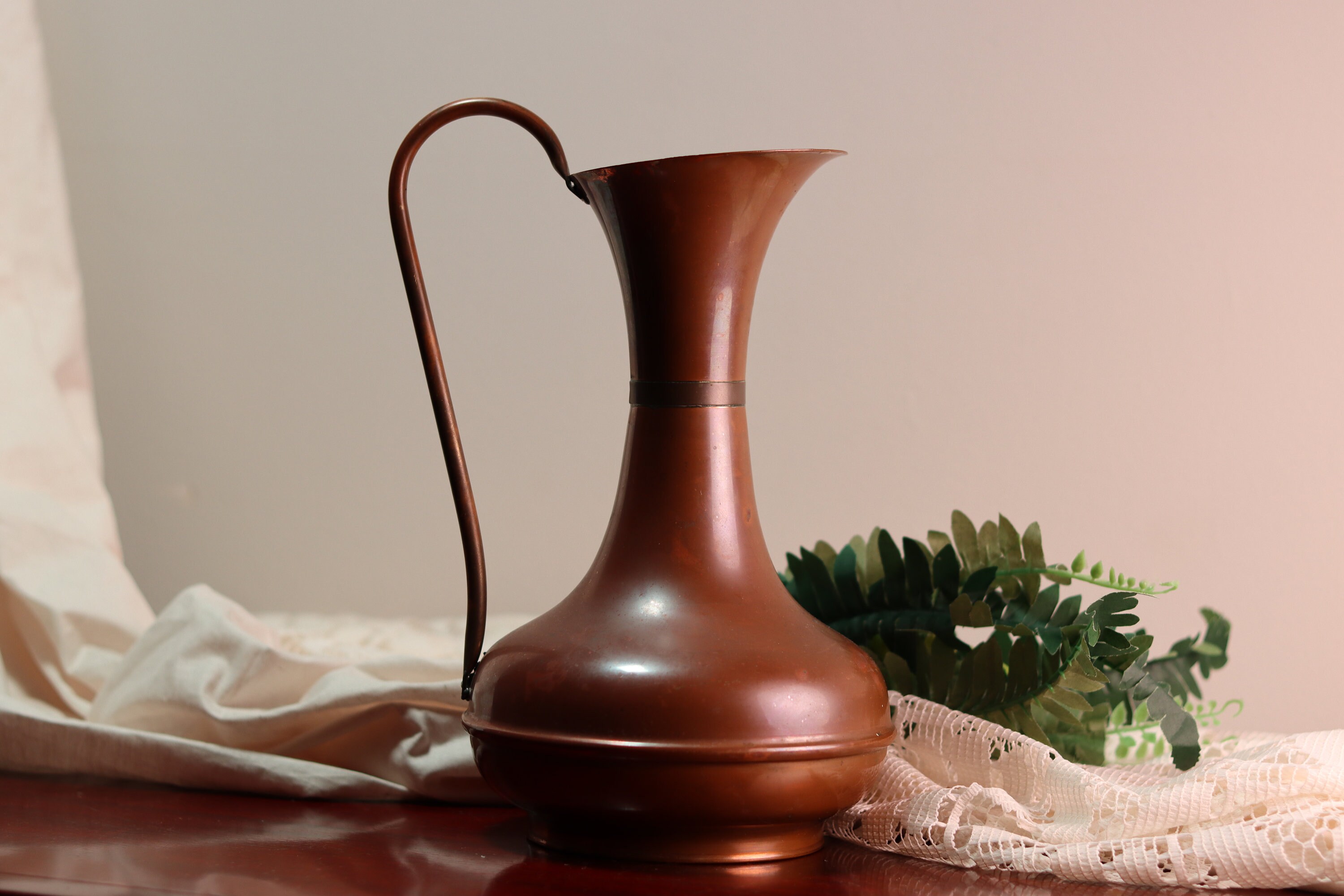 Tall Copper Gooseneck Pitcher Slender Vase Vintage Large - Etsy