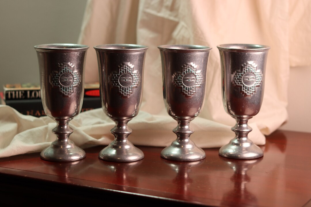 Vintage Wilton Pewter Goblets | Multiple Pattern Available - Southwestern Aztec Pattern and ...