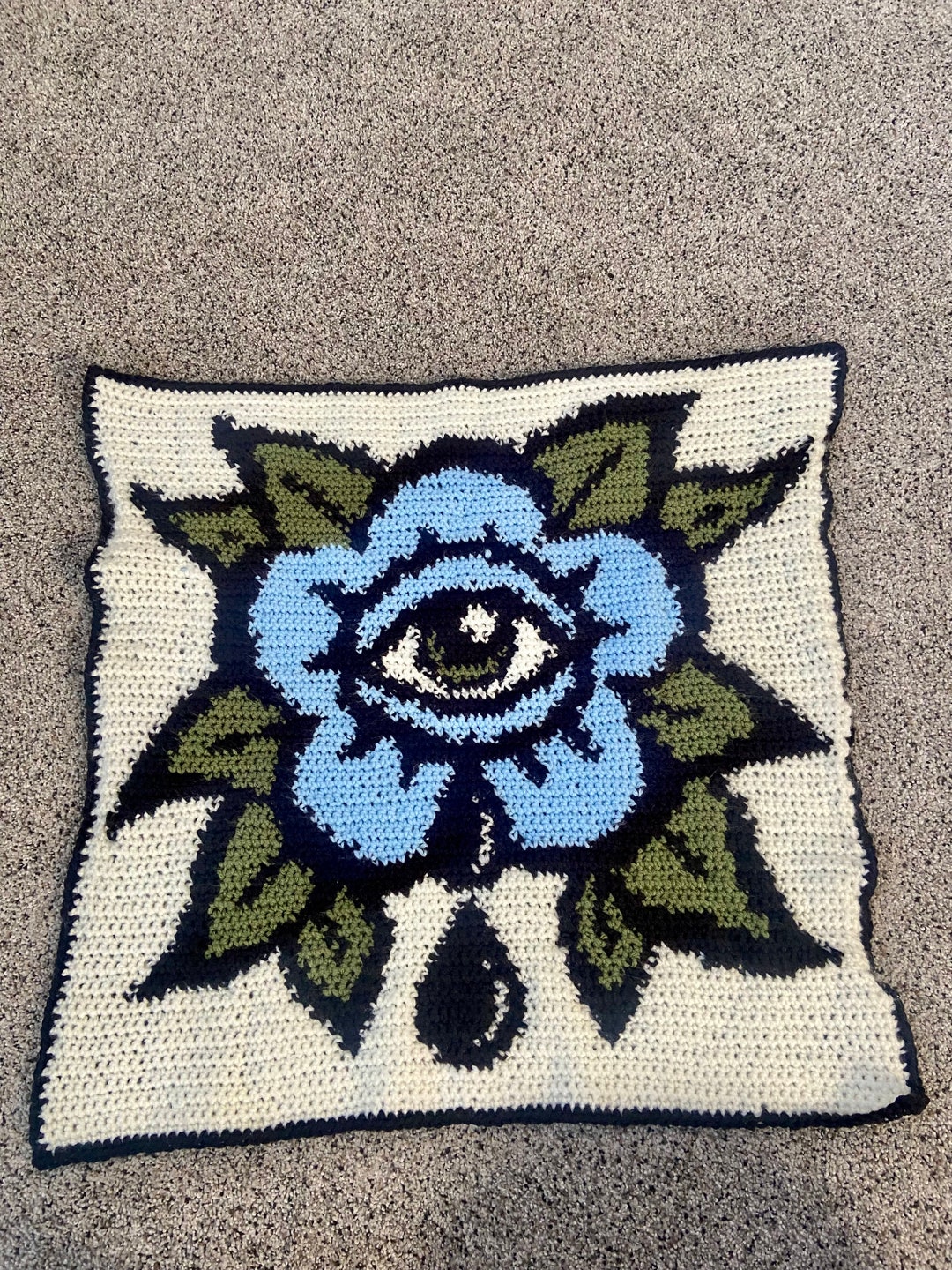 Crochet “sad Flower” Tapestry, Crochet Wall Hanging - Etsy