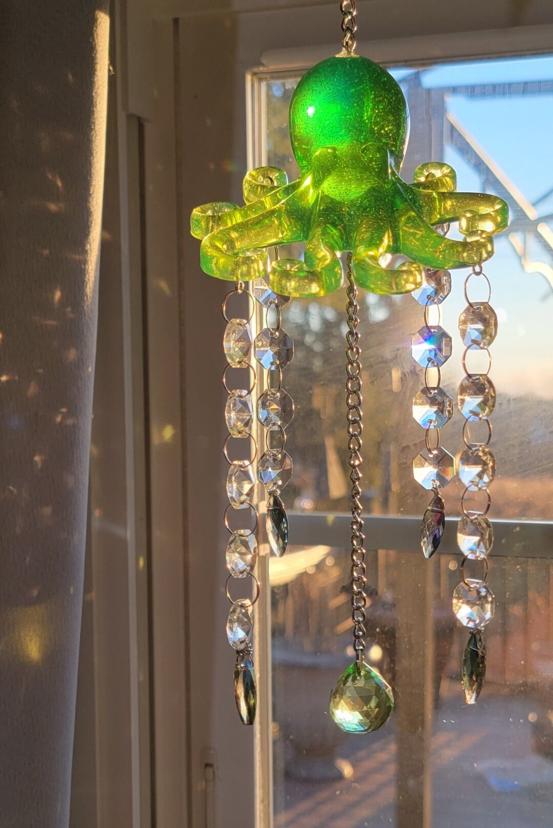 Octopus Suncatcher Crystal Home Decor Ocean Wall Hanging Window Display ...