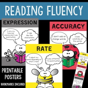 Reading Fluency Posters and Bookmarks | Accuracy Rate Expression | DORF ...