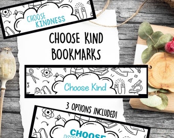 Wonder Choose Kind Printable Bookmarks | Wonder Book | School Supplies ...