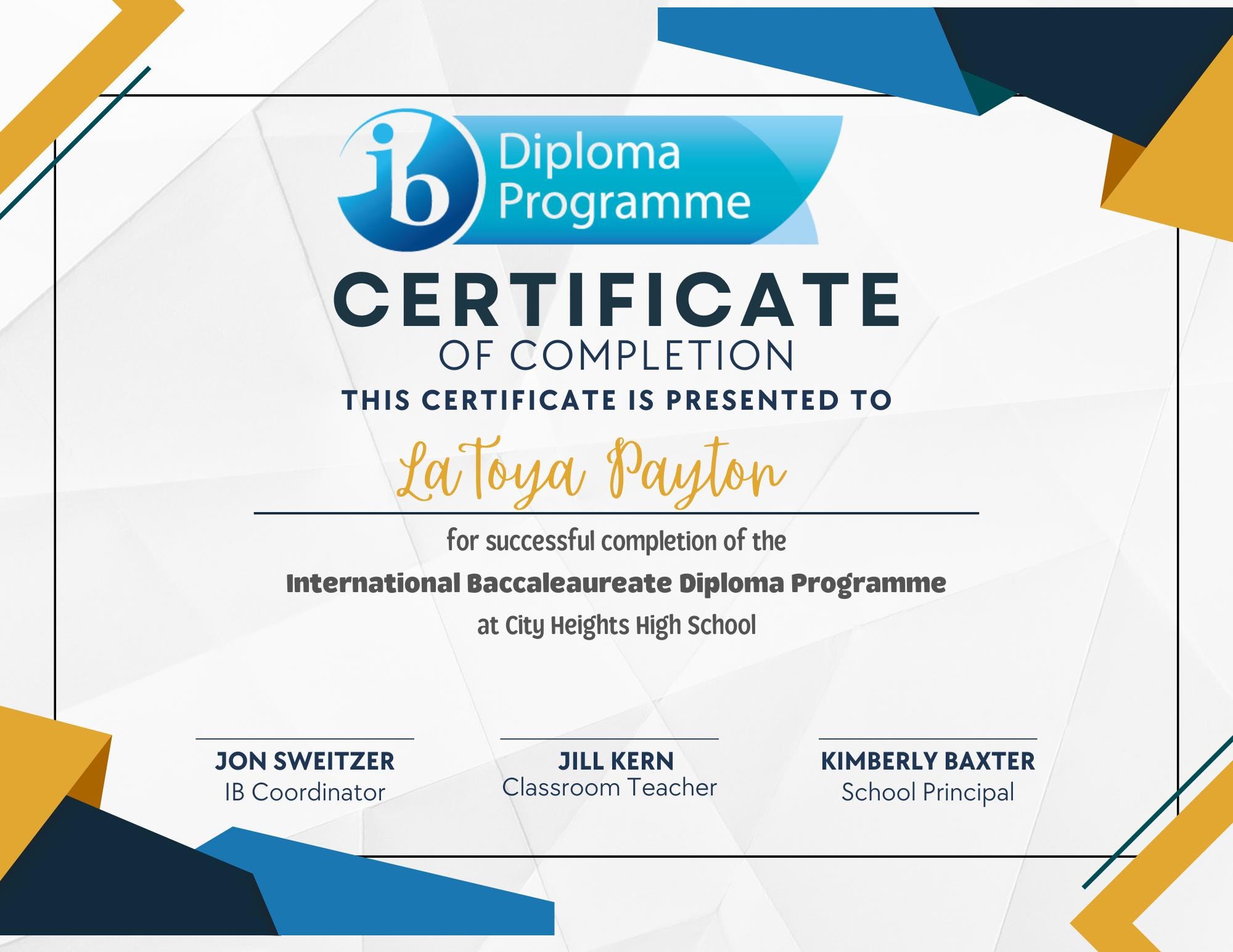 International Baccalaureate Certificates | Diploma Programme ...